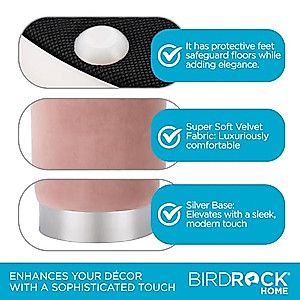 BIRDROCK HOME Round Ottoman Foot Stool – Soft Padded Modern Design – Ideal for Living Room, Bedroom – Compact Footrest, Vanity Chair, Small Furniture – Foam Seating, Decorative Accent (Dusty Rose)