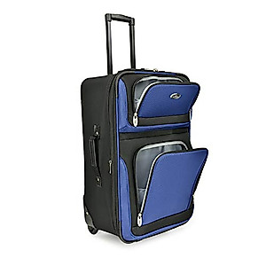U.S. Traveler New Yorker Lightweight Softside Expandable Travel Rolling Luggage, Blue, 4-Piece Set (15/21/25/29)