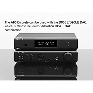 Topping A90 Discrete Fully Discrete Balanced Headphone Amplifier HiFi NFCA 4Pin XLR/4.4MM Balanced/6.35MM SE Out 9800mWx2 Desktop Headphone Amp Preamp with Remote Control (Black)