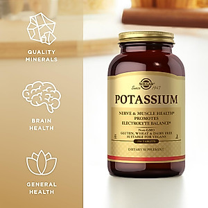 Solgar Potassium - 250 Tablets - Nerve & Muscle Health, Promotes Electrolyte Balance - Vegan, Gluten & Dairy Free, Kosher - 250 Servings