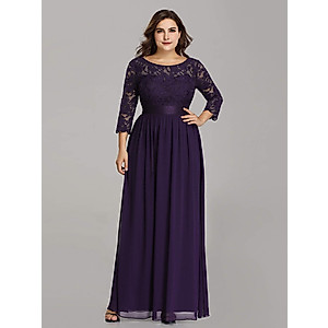 Ever-Pretty Womens Plus Size Lace Evening Formal Dress Elegant Lace Dresses Dark Purple US 20