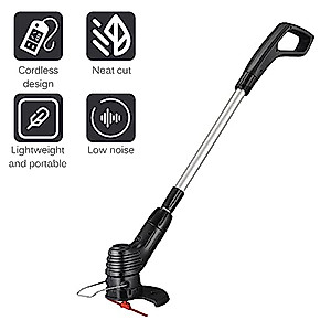 Electric Lawn Mower Cordless, Mowing Machine Rechargeable,Handheld Portable Lightweight,Trimmer Electric Mower Weed Eater with 4 Plastic Blades & 1 Stainless Steel Blade