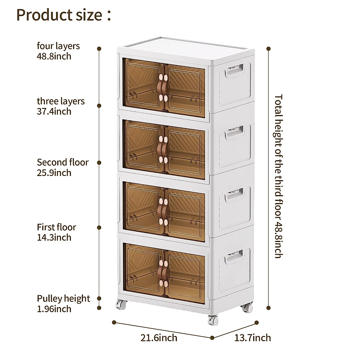 HPONQIONE Foldable Plastic Storage Box With Wheels and Doors XLLarge Storage Bin with Lid Organizers Stackable Storage Bins, Closet Organizers Double Door Magnetic with Universal Pulley(8.4Gal-4Pack)
