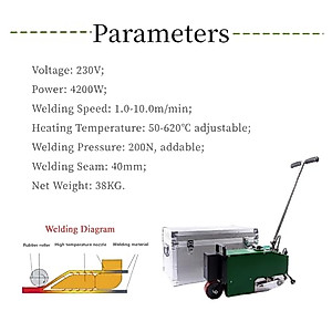 Plastic Welder Roof PVC Waterproof Membrane Welding Machine TPO Automatic Traveling Edge Welding Kit Hot Air Gun Accessories (230V welder+120V heat gun)