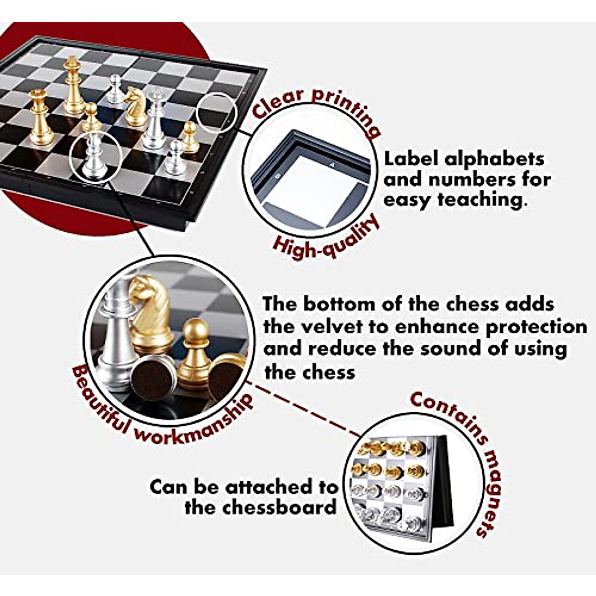 Chess Set Travel Magnetic Chess Set (12.6 Inches) - Folding, Portable, and Educational Board Game