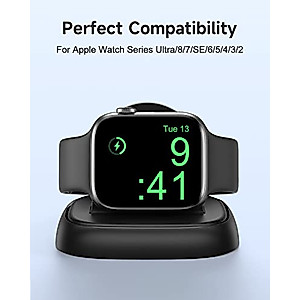 NEWDERY Charger Stand for Apple Watch, Portable Watch Charger for iWatch with USB C Cable,Fast Charging,Wireless Charging Station for iWatch series Ultra/8/7/6/5/3/2/SE, 49/45/44/42/41/40/38 mm, Black