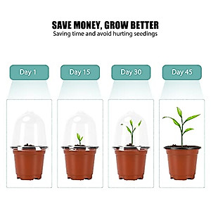 BEWAVE Plant Nursery Pots with Humidity Dome, 100 Sets Indoor Gardening Pot Planting Containers Starter Seed Starting Containers Planters with 100 Pcs Plant Labels, 3.5"