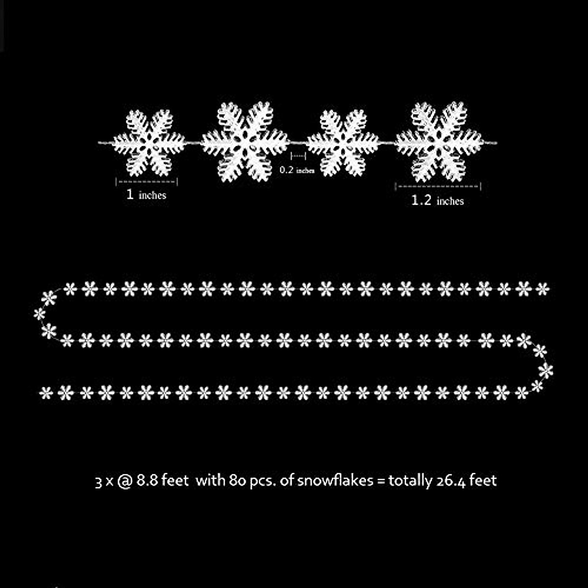 Cheerland 3D Snowflake Garlands Snowflakes for Winter Wonderland Party Deocr Christmas Tree Decorations Xmas Streamer Banner Wedding Baby Shower Birthday Anniversary Home School Office Shop (Silver)