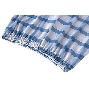 YIJIU Women's Capri Pajama Sets Summer Letter Coffee Print Short Sleeve Sleepwear Pjs Sets,Blue Plaid,XXL