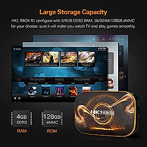 VAPEYS Android TV Box 11.0 HK1 RBOX R1 Smart TV Box RK3318 USB 3.0 Ultra HD 1080P 4K HDR WiFi 2.4Ghz 5.8Ghz Bluetooth 4.1 Set Top Box with Mini Wireless Backlit Keyboard,4G+64GB