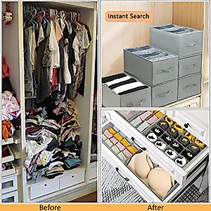 MUIRK Wardrobe Clothes Organizer for Folded Clothes,7Pack Closet Organizers and Storage,Dresser Drawer Organizers for Clothing,Washable Fabric Drawer Organizer Dividers Storage Bins
