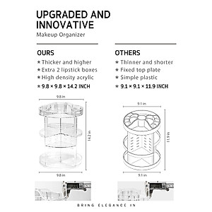 Syntus 360 Rotating Makeup Organizer, Thicker Acrylic Adjustable Bathroom Makeup Spinning Holder Rack, Transparent Larger Capacity Cosmetic Storage Box Fits Makeup Brushes, Lipsticks