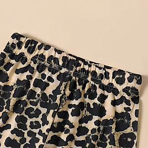 Axumity Kid Girls Clothes Ruffled Long-sleeve High Low Top with Bowknot + Leopard Print Pants 2-piece Winter Spring Girl Outfit Set(8-9t)