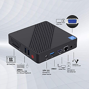 MINISFORUM N40 Mini PC UHD 4K@60Hz Celeron N4020(up to 2.8GHz) Fanless Mini Computer, DDR4 4GB+64GB eMMC, DIY SSD, Dual Band WiFi, HDMI&VGA Desktop Mini Computer