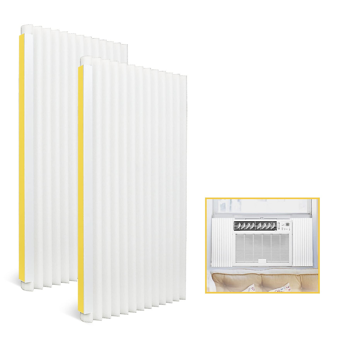 Powrocket Window Air Conditioner Foam Insulation Panels, 17-Inch x 9-Inch x 7/8-Inch Window AC Units Side Insulated Panel Kit,2 Pack,White