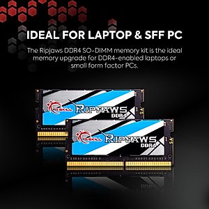G.SKILL Ripjaws DDR4 SO-DIMM Series DDR4 RAM 16GB (2x8GB) 2666MT/s CL19-19-19-43 1.20V Unbuffered Non-ECC Notebook/Laptop Memory SODIMM (F4-2666C19D-16GRS)
