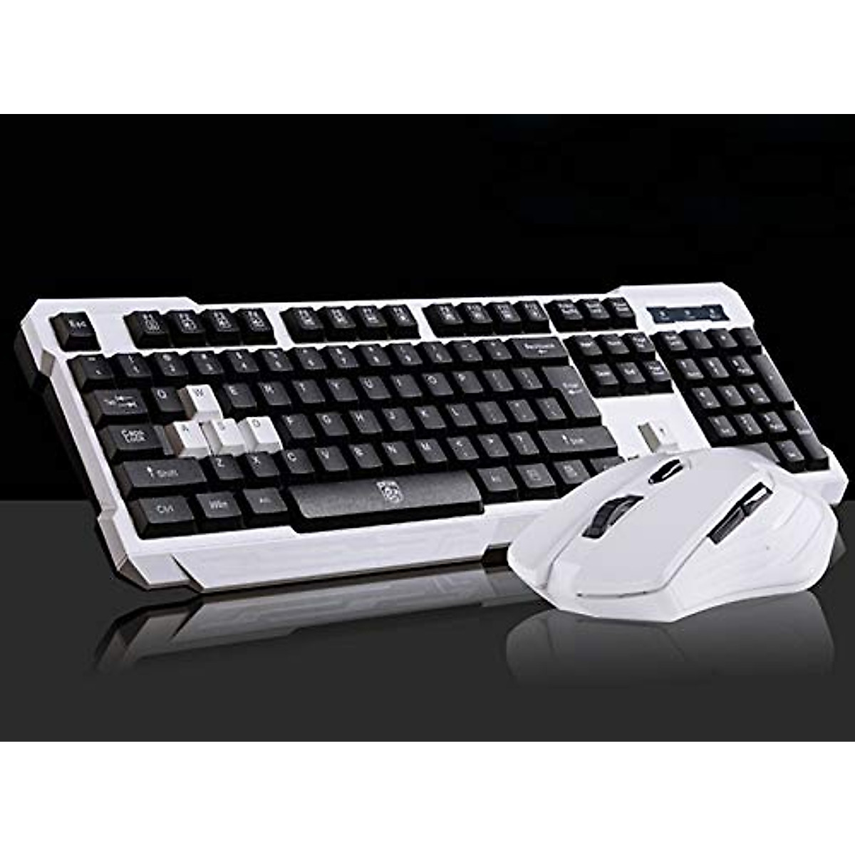 Keyboard Mouse Combos,Soke-Six Waterproof Multimedia 2.4GHz Wireless Gaming Keyboard with USB Cordless Ergonomic Mouse DPI Control for Desktop PC Laptop(White)