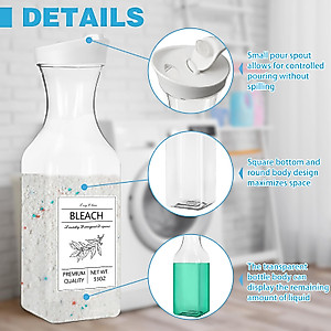 Laundry Detergent Dispenser Bottle 53oz with Label,4 Pack Liquid Laundry Dispenser,Plastic Detergent Dispenser for Laundry Room Organization and Storage,White Lid