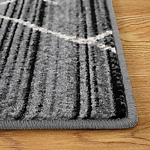 WESTLOOM Area Rug 2x3 Modern Abstract Doormat Retro Accent Mat Indoor Entrance Kitchen Rug Contemporary Indoor Mat Soft Door Mat Boho Plush Small Rug Living Room Bedroom Grey
