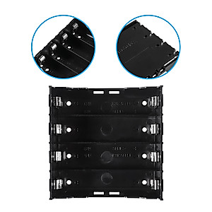 Coliao 6pcs 18650 Battery Case Holder 4 Slots X 3.7V 18650 Battery Storage Box, in Parallel Black Plastic Batteries Clip Box with Pin for DIY Parallel or Series Circuit PCB Projects