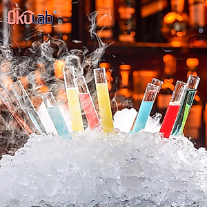 Okulab Clear Glass Test Tubes 50PCS, 16x150mm (20ml) Glass Test Tube with Cap and Brush for Scientific Plants, TTGS02A50