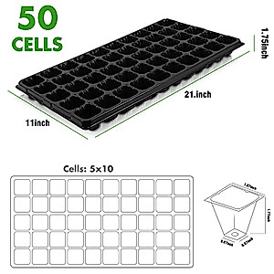 WEWBABY Seed Starter Tray, 10 Pack Thickened Seed Starter Kit BPA Free for Seed Propagation 50 Cell Seedling Starter Trays with Drain Holes Reusable for Microgreens, Planting Seedling