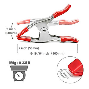 WORKPRO 8-pack Spring Clamps for Woodworking, 6-19/64 inch Large Steel Clamp Set, 2 inch Jaw opening, Nickel-plated, Heavy Duty Clips for Backdrops Stand, Background Muslin, Paper, Photo Studio