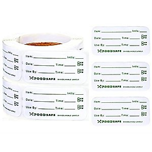 Kinteshun Food Storage Labels,Removale Dissolvable Food Preservation Sticker Label to Glass Plastic Metal Food Containers Jars for Kitchen Restaurant Food Storage Organization(500pcs,2x1")