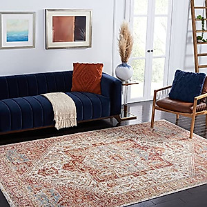 SAFAVIEH Valencia Collection Area Rug - 8' x 10', Ivory & Rust, Vintage Traditional Oriental Design, Non-Shedding & Easy Care, Ideal for High Traffic Areas in Living Room, Bedroom (VAL568B)