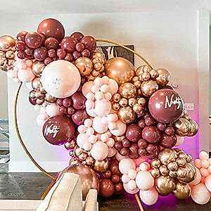 Burgundy Maroon Balloon Garland Arch Kit, 114Pcs Burgundy Gold and Cream Ivory Balloons for Birthday Valentines Day Wedding Bachelorette Bridal&Baby Shower Engagement Thanksgiving Friendsgiving Party Decoration Supplies