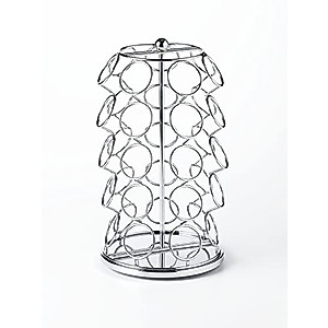 Nifty K Cup Holder – Compatible with K-Cups, Coffee Pod Carousel | 35 K Cup Holder, Spins 360-Degrees, Lazy Susan Platform, Modern Chrome Design, Home or Office Kitchen Counter Organizer