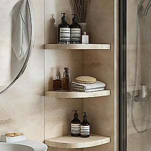 Life of Homes 9'' x 9'' x 0.75 Thickness Premium Marble Corner Shelves for Bathroom Wall (Bottocino)