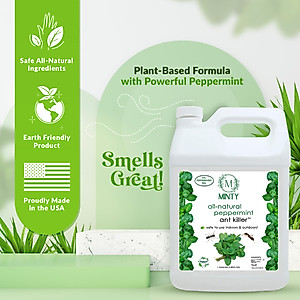 Minty Ant Killer - Natural 5% Peppermint Essential Oil Spray for Bugs, Ants and Insects - Safe for Indoor & Outdoor Use Repellent Spray 128 Fl Oz Gallon Trigger Sprayer