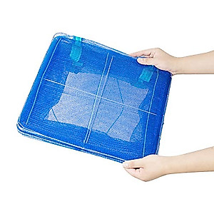 Ovovo 3 Layer Non-Toxic Nylon Netting Collapsible Drying Rack Folding Fish Mesh Hanging Dry Rack Net Food Dehydrator Carrying Bag-Blue (40x40cm/15.7X15.7inch)