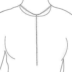 Minimalist Simple Thin Cubic Zirconia Pave CZ Lariat Choker Necklace For Women For Prom For Wedding .925 Sterling Silver Adjustable