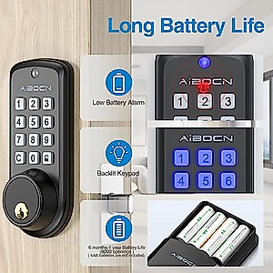 Aibocn Door Lock with keypad, Electronic Keypad Deadbolt, Keyless Entry Door Lock with Auto-Lock, Anti-Peeping Password, Easy to Install and Program, Smart Lock for Home Bedroom Garage