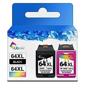 Ubinki 64XL Ink Cartridge Black Color Combo Pack Replacement for HP Ink 64 XL HP64 HP64XL Applicable for Envy 7855 7155 7858 7800 7955e 7958e 6200 6255 7830 7864 7120 Tango Ink X Printers(2-Pack)