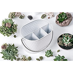 utensil caddy for parties, utensil caddy for countertop, kitchen utensil caddy, plate and utensil caddy - picnic utensil caddy, kitchen utensil caddy for countertop - 10 Inches (Snow White)