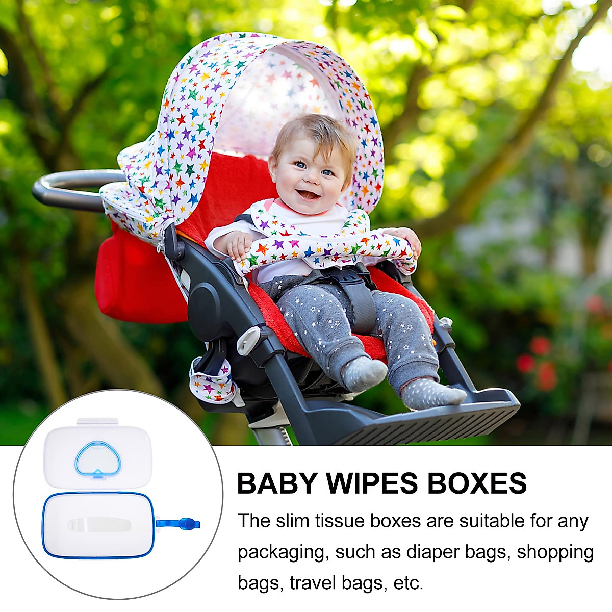 On- Diaper Wipe Holders The- Go Wipes Dispenser Baby Outdoor Travel Stroller Box Refillable Container for Car Bathroom Living Room Sky- Pouch Blue Travel Tissue