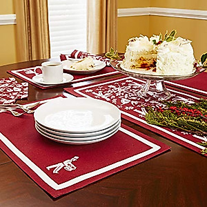 SKL Home Vern Yip Christmas Carol Napkin Set, Red 4 Piece