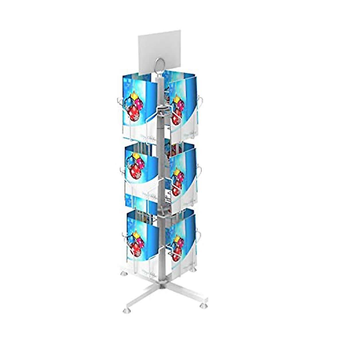11702-white FixtureDisplays 14 X 14 X 30" 12 Vertical Pockets Spinning Greeting/Post Card Rack 11702-WHITE