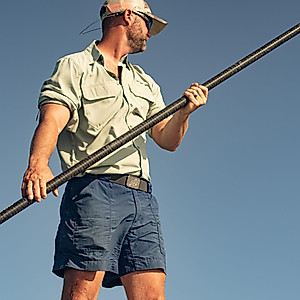 Groove Life and Guy Harvey Mahi Gun Metal/Deep Stone Groove Belt - Men's Stretch Nylon Belt with Magnetic Aluminum Buckle, Lifetime Coverage - Medium (33-36")