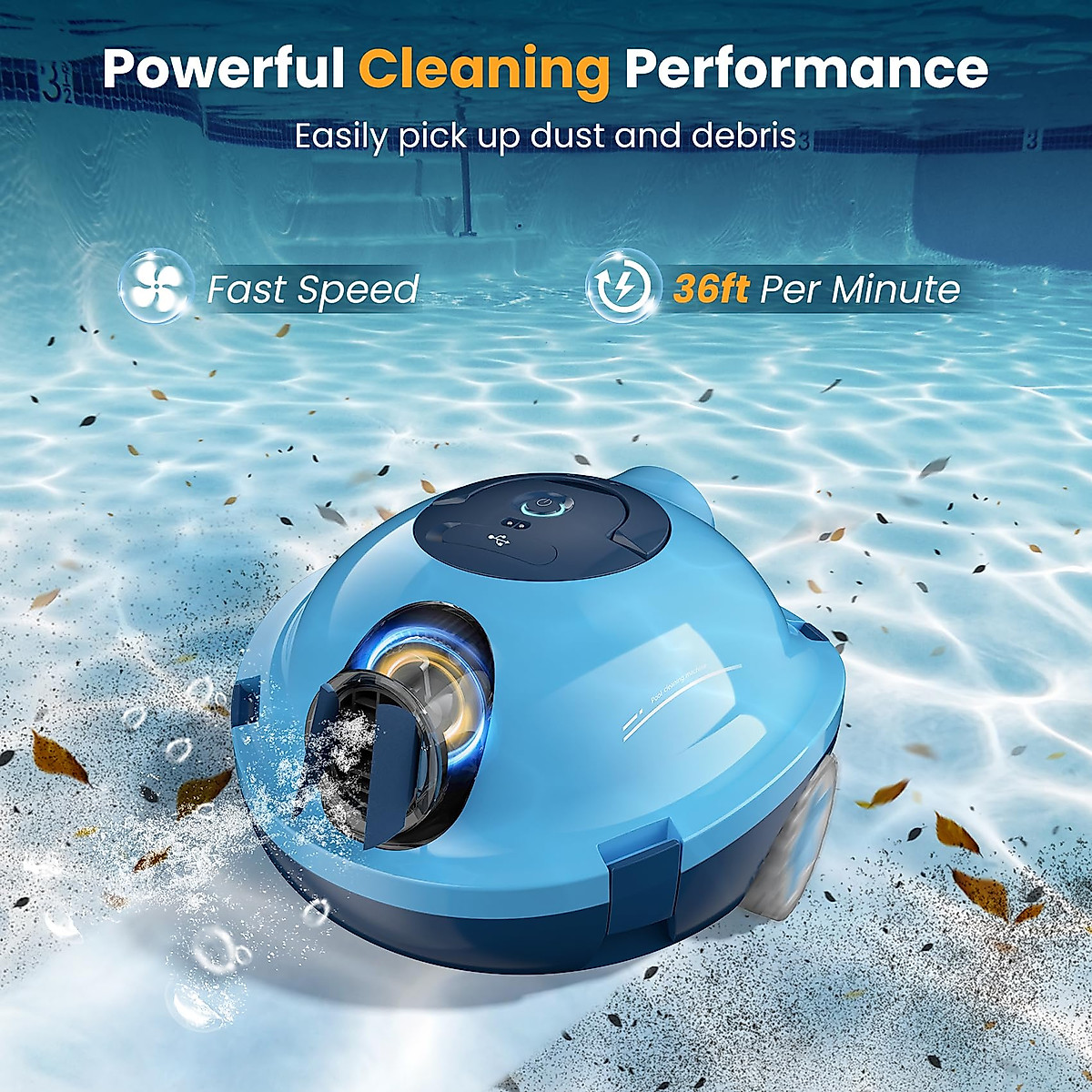 𝙐𝙥𝙜𝙧𝙖𝙙𝙚𝙙 OUCAXIA Cordless Robotic Pool Cleaner, Automatic Pool Vacuum, 90 Mins Runtime & Powerful Suction, Self-Parking, Lightweight, Ideal for Above/In-Ground Pool 65 Feet/1100 Sq.Ft