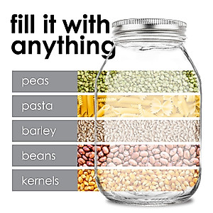 Glass Regular Mouth Mason Jars, 32 Ounce (2 Pack)Glass Jars Metal Airtight 1 Piece Lids for Food Storage, Canning, Drinking, Dry Food, Pickling, Overnight Oats, Meal Prep, Yogurt, Fermenting