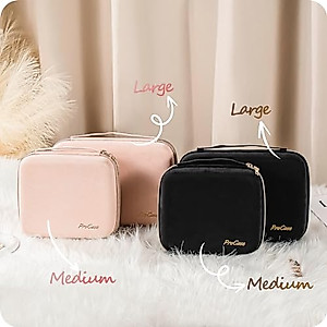 ProCase Large Travel Jewelry Organizer Case, Jewellry Home Storage Book Ring Binder with Clear Pockets for Presentation, Zippered Pouch Bag for Earrings Necklaces Bracelets -Black