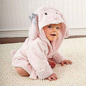 Infant Girl Bathrobes Wash Waddle Pink Dog Hooded Robe Girls bath robe towel Terry 2-3 Year Ultra Absorbent (Pink, M)