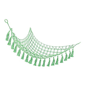 Toy Storage Hammock Tassel Sturdy Cotton Rope Stuffed Animal Storage Net Fruit Green