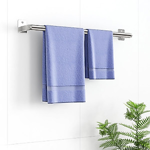 Bathroom Towel Bar, 24 Inch Towel Racks for Bathroom Wall Mounted, Heavy Duty Bath Hand Towel Holder Organizer, Modern Home Decor Towel Rod Bathroom Hardware Accessories, Brushed Silver