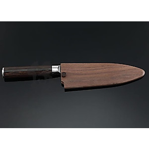 Aibote Handmade Natural Black Walnut Wood Japanese Deba Knives Sheath Magnetic Knife Case Holder Protector Wooden Cover (165mm)