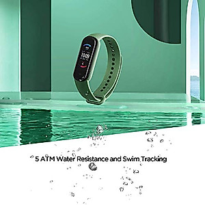 Amazfit Band 5 Activity Fitness Tracker with Alexa Built-in, 15-Day Battery Life, Blood Oxygen, Heart Rate, Sleep & Stress Monitoring, 5 ATM Water Resistant, Fitness Watch for Men Women Kids, Olive